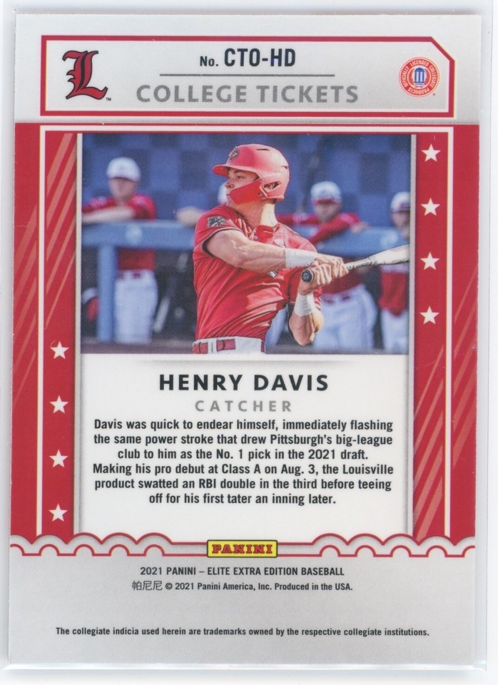 HENRY DAVIS 2021 ELITE EXTRA EDITION COLLEGE TICKET OPTIC #CTO-HD RC | eBay