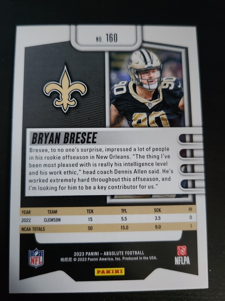 2023 PANINI ABSOLUTE BRYAN BRESEE RC NEW ORLEANS SAINTS #160 | eBay