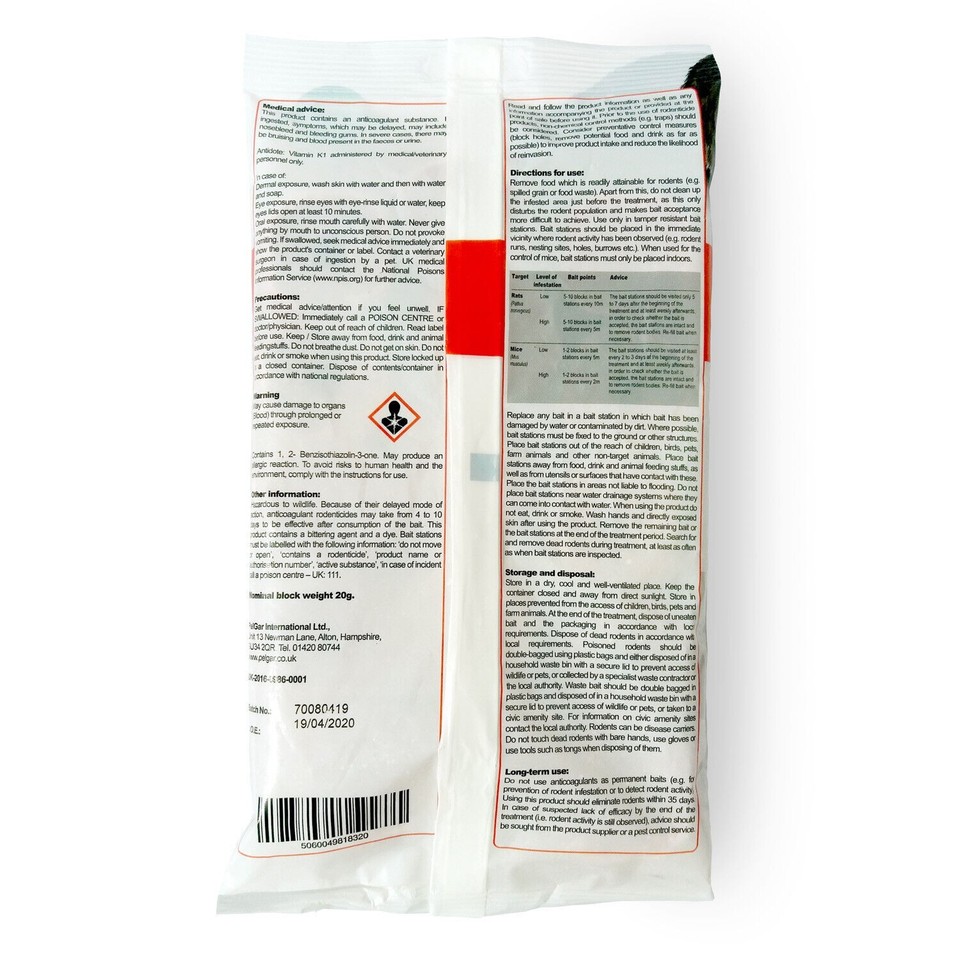 Rat & Mouse Poison Bait Blocks Max Strength Rodent Killer 300g ...