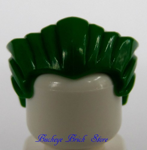 NEW Lego Minifig Sliced-back GREEN HAIR Joker Batman Widows Peak Head ...