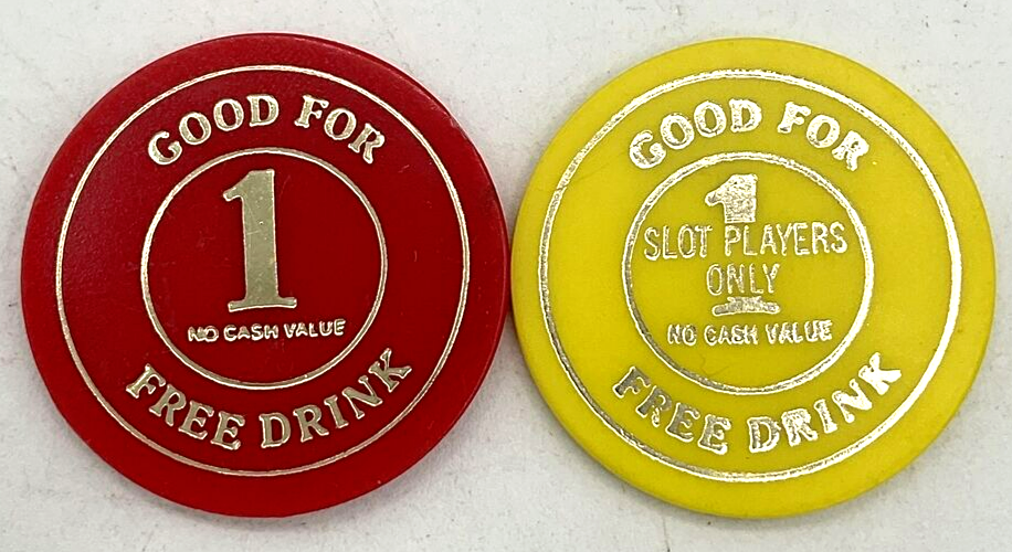Lot of 2 Gold Dust Casino Reno NV Liberal Slots Drink Tokens Red Yellow ...