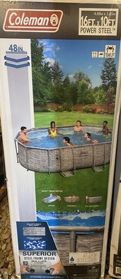 New Coleman Power Steel 16' x 10' x 48" Oval Pool Set w/ Pump, Filter ...