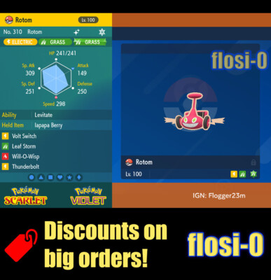 6IV Shiny Rotom Mow Pokemon Scarlet and Violet | eBay