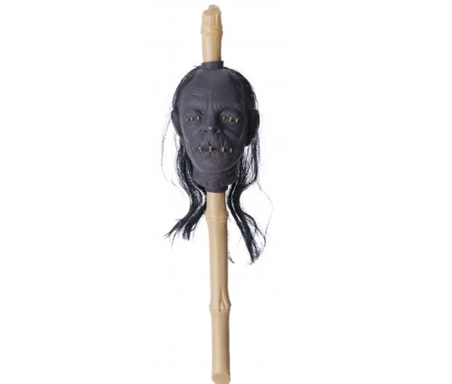 Shrunken Mummified Head Staff On Cane Stick Voodoo Witch Doctor ...