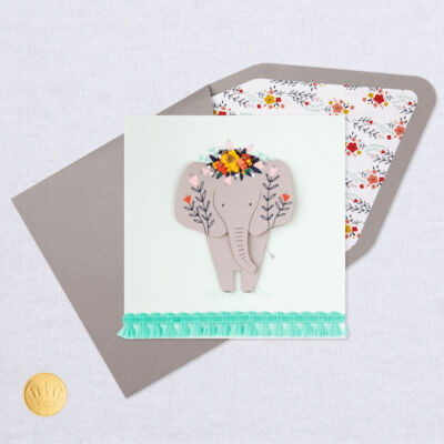 Hallmark Thank You Card by Signature ~ 3D Elephant with Beads " Thanks ...