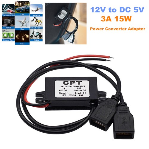 Car 12V to DC 5V Hard Wired Dual USB Output Power Adapter Charger for ...