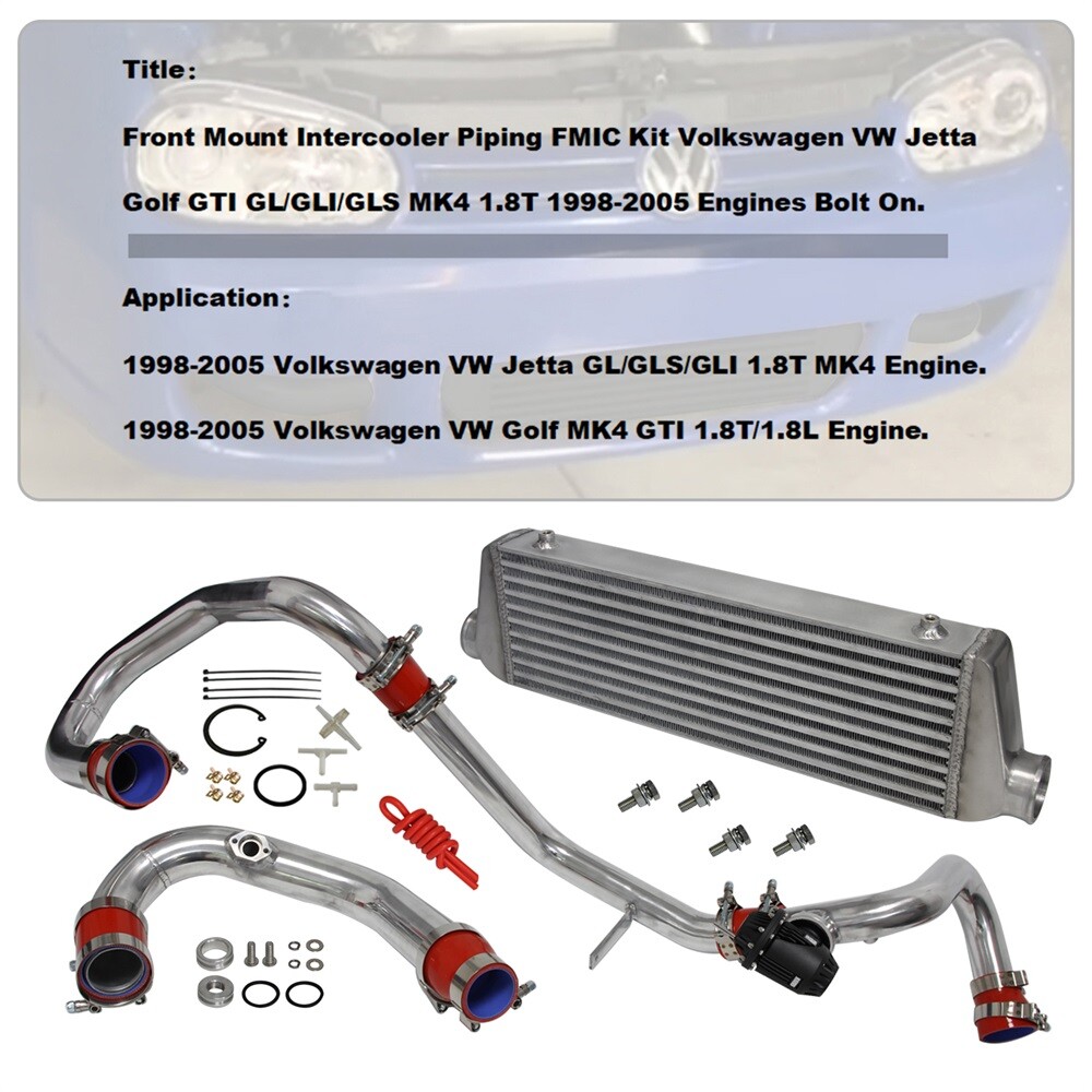 Intercooler Kit +Pipes + BOV For VW Jetta Golf GTI GL GLI GLS MK4 1.8T ...
