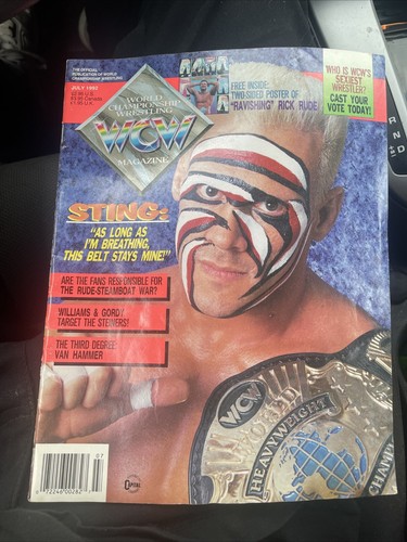 WCW Magazine July 1992 Sting Cover Ravishing Rick Rude Poster WWF NWA ...