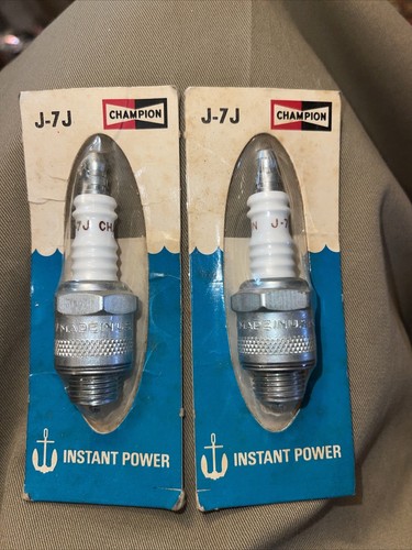 2 Champion Spark Plug Marine J7J Johnson Evinrude Mercury Outboard ...