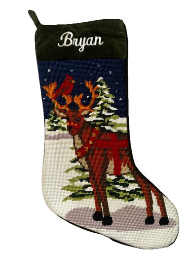 Crosstitch Christmas Stocking Personalized Name Bryan | eBay