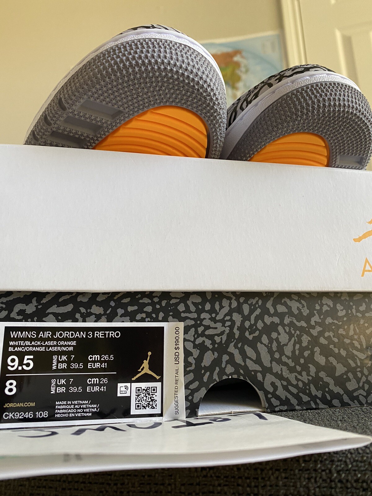 DS Nike Air JORDAN 3 Retro III Laser Orange sz8 Men supreme cond NEW OG ...