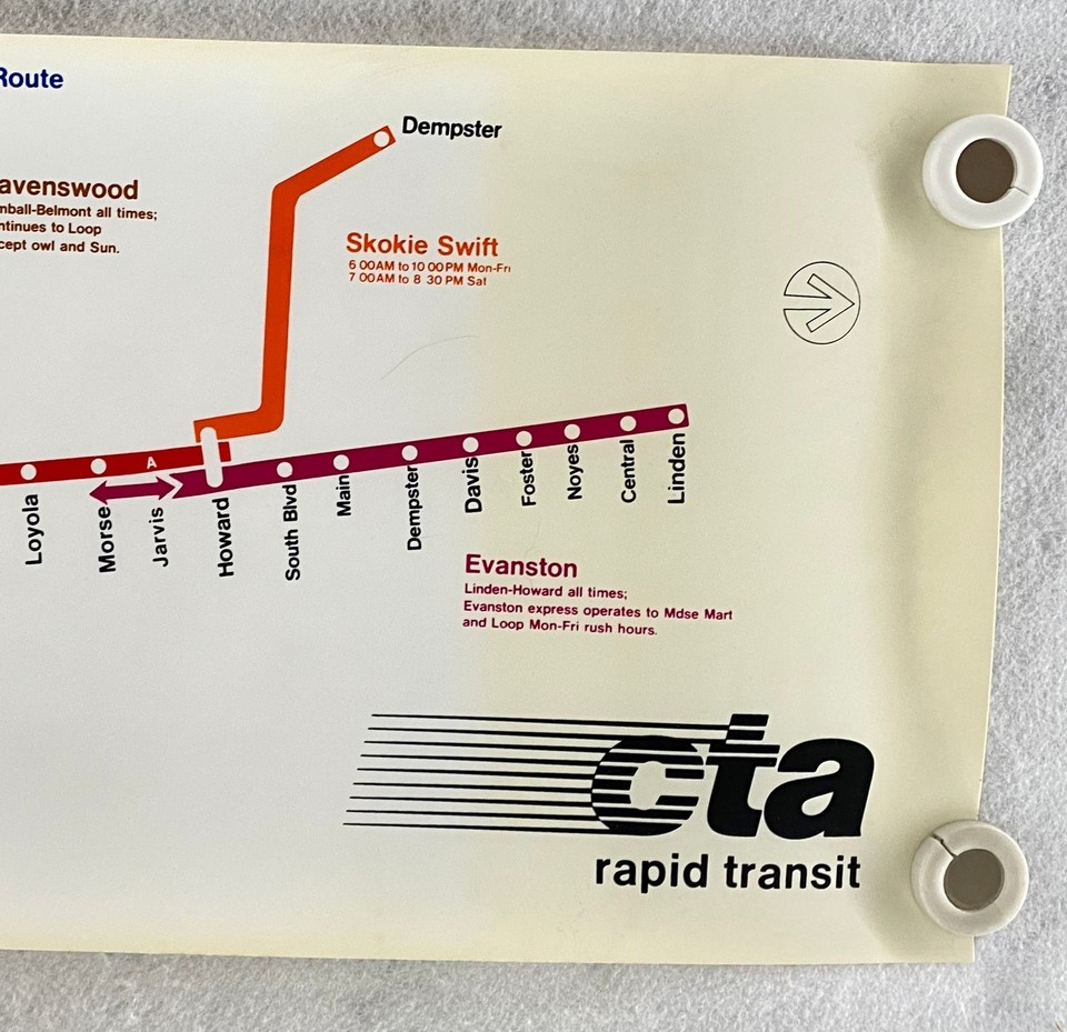 Original 1984 Chicago Transit CTA Train 'L' System Map- Carcard Map 11 ...