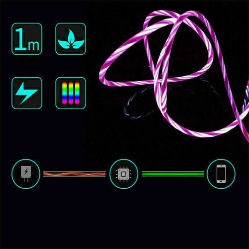 LED Light Up Charging Charger Cable USB Cord iPhone Android Type C ...