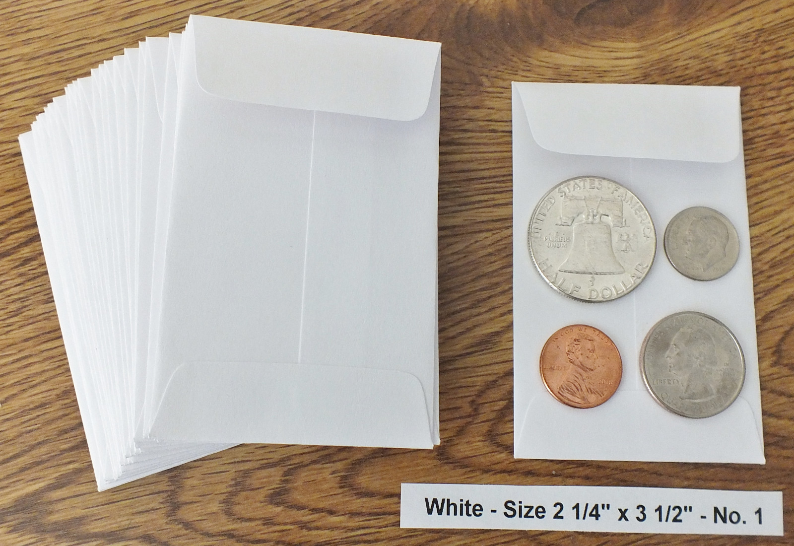 50 NEW SMALL 2 1/4 X 3 1/2 WHITE COIN ENVELOPES 5.7x8.89cm (coins not ...