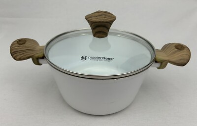 Masterclass Premium Cookware Casserole Pot White Wood Grain Knobs 4 QT ...