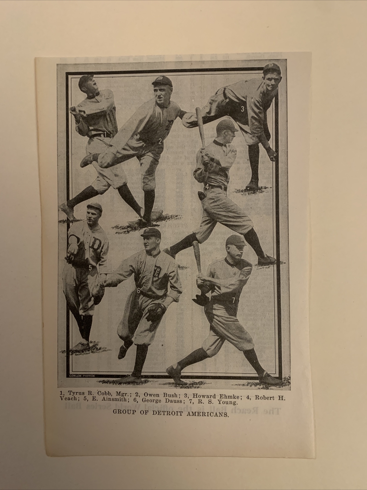 Detroit Tigers Ty Cobb Bobby Veach Howard Ehmke 1920 Baseball Team 4X6 ...