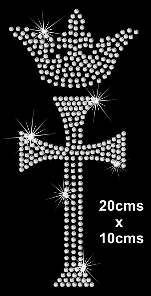 Large Iron On Gothic Rhinestone Cross transfer - Crystal T Shirt Motif ...