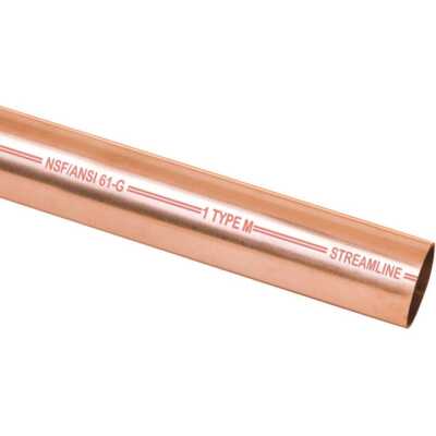 Streamline MH10020 01082 Copper Tubing, 1 in, 20 ft L, Hard, Type M ...
