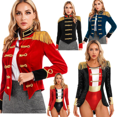 Womens Circus Ringmaster Jacket Costume Velvet Victorian Coat ...