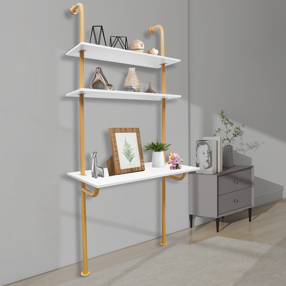 3 Tiers Wall Mounted Desk Wall Organizer Wall Mount Computer Writing ...