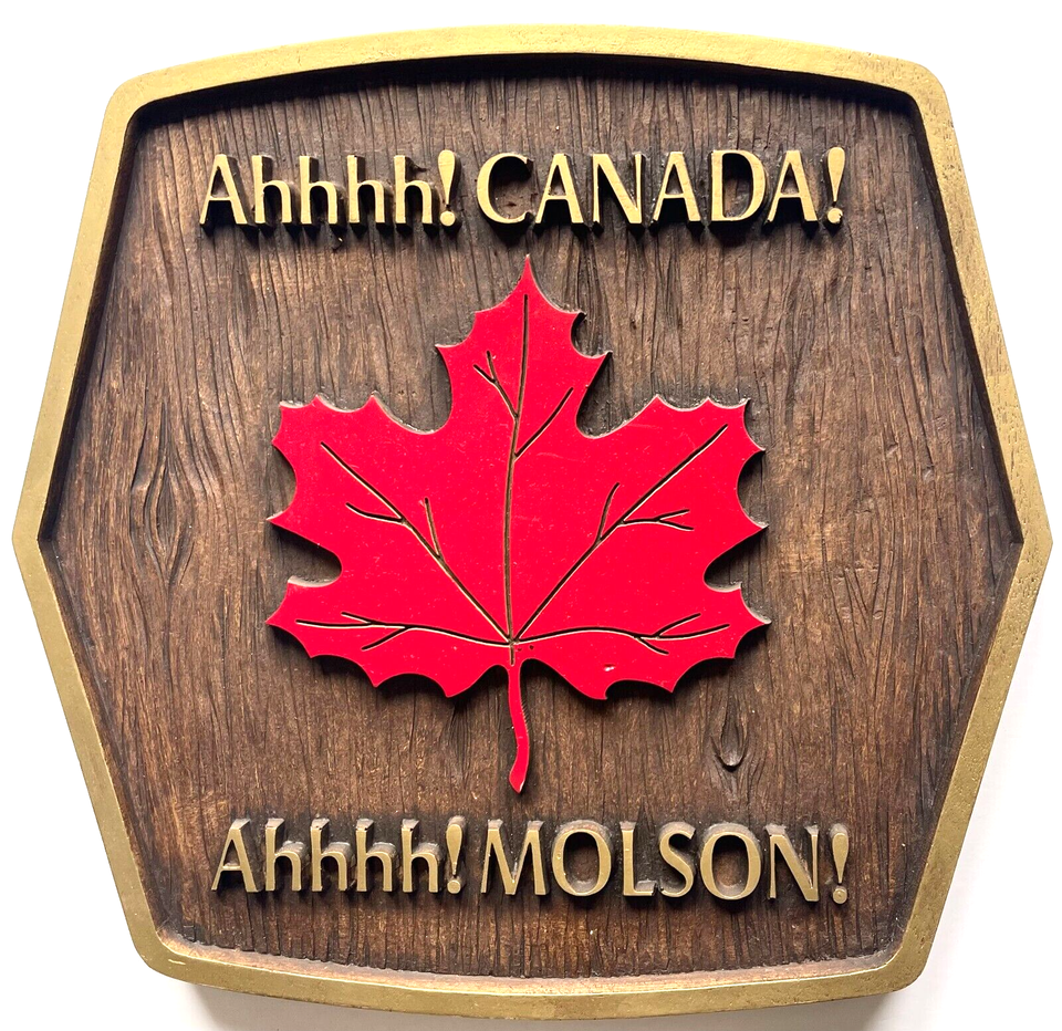 AHHHH! CANADA! AHHH! MOLSON! VINTAGE BEER RED MAPLE LEAF FAUX WOOD 14 ...