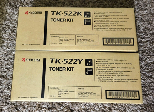 Set of 2 Kyocera TK-522K Black + TK-522Y Yellow Toner Cartridges for FS ...