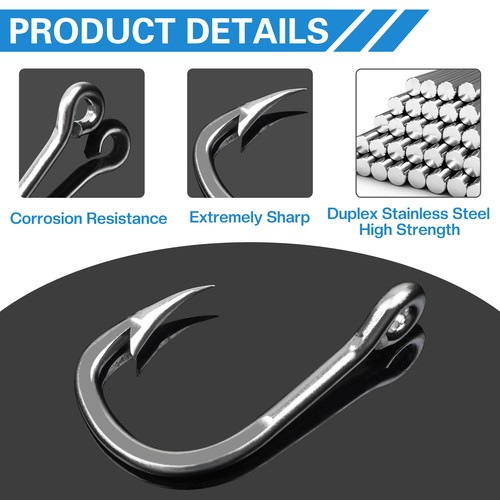 30Pcs Stainless Steel Fishing Hook 10884 Strong Saltwater Big Game Hook 2/0-12/0 | eBay