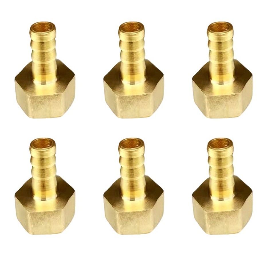6 Pack 4 Point Brass Internal Thread Barbed Hose Connectors for Air ...