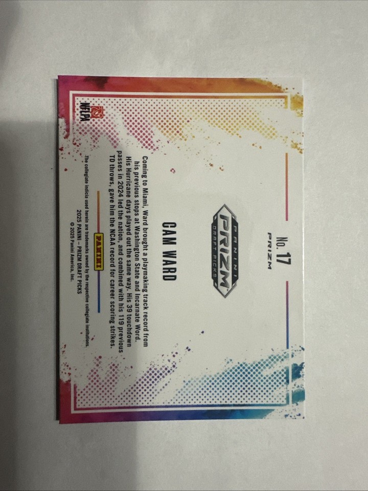 2025 Panini Prizm Draft Picks Cam Ward Black Color Blast | eBay