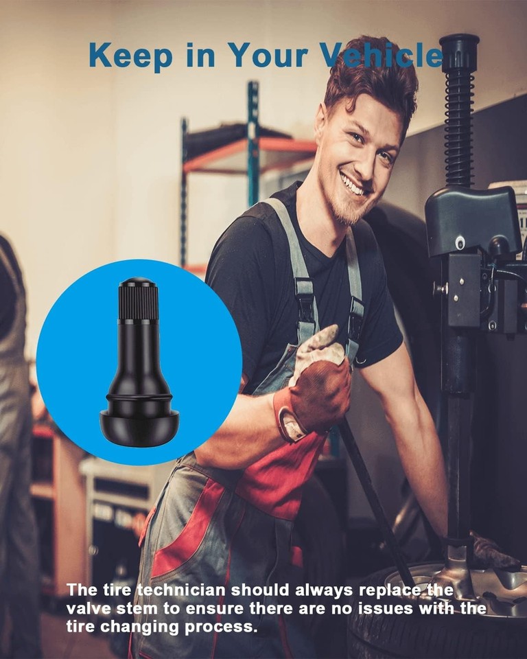 Riseuvo 100pcs TR415 Tire Valve Stem Rubber Snap-in Valves, Tubeless ...