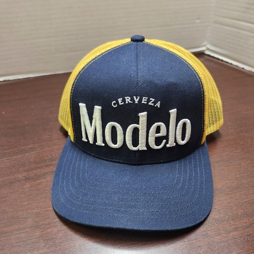 Modelo Hat Cap Snap Back Navy Yellow Trucker Mesh Beer Advertising ...