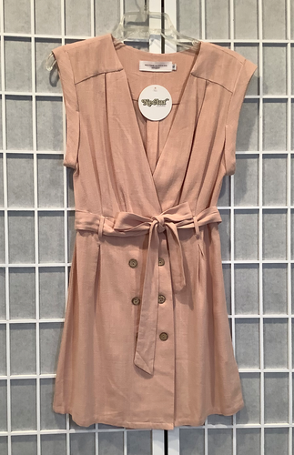 Nectar Linen Blend Button Front Dusty Pink Dress Sz S New with Defect ...