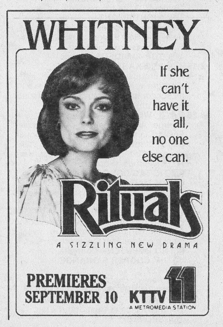 1984 KTTV TV AD ~ RITUALS PREMIERE WHITNEY SIZZLING NEW DRAMA SERIES | eBay