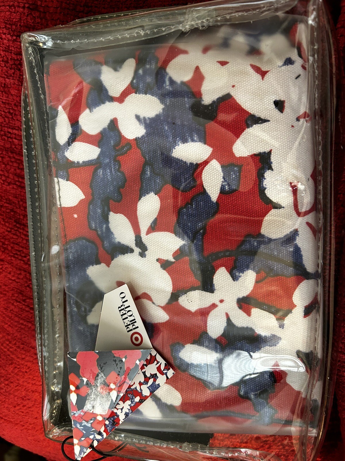 PETER PILOTTO for Target Red Floral Print POUCH Clear Makeup Cosmetic ...