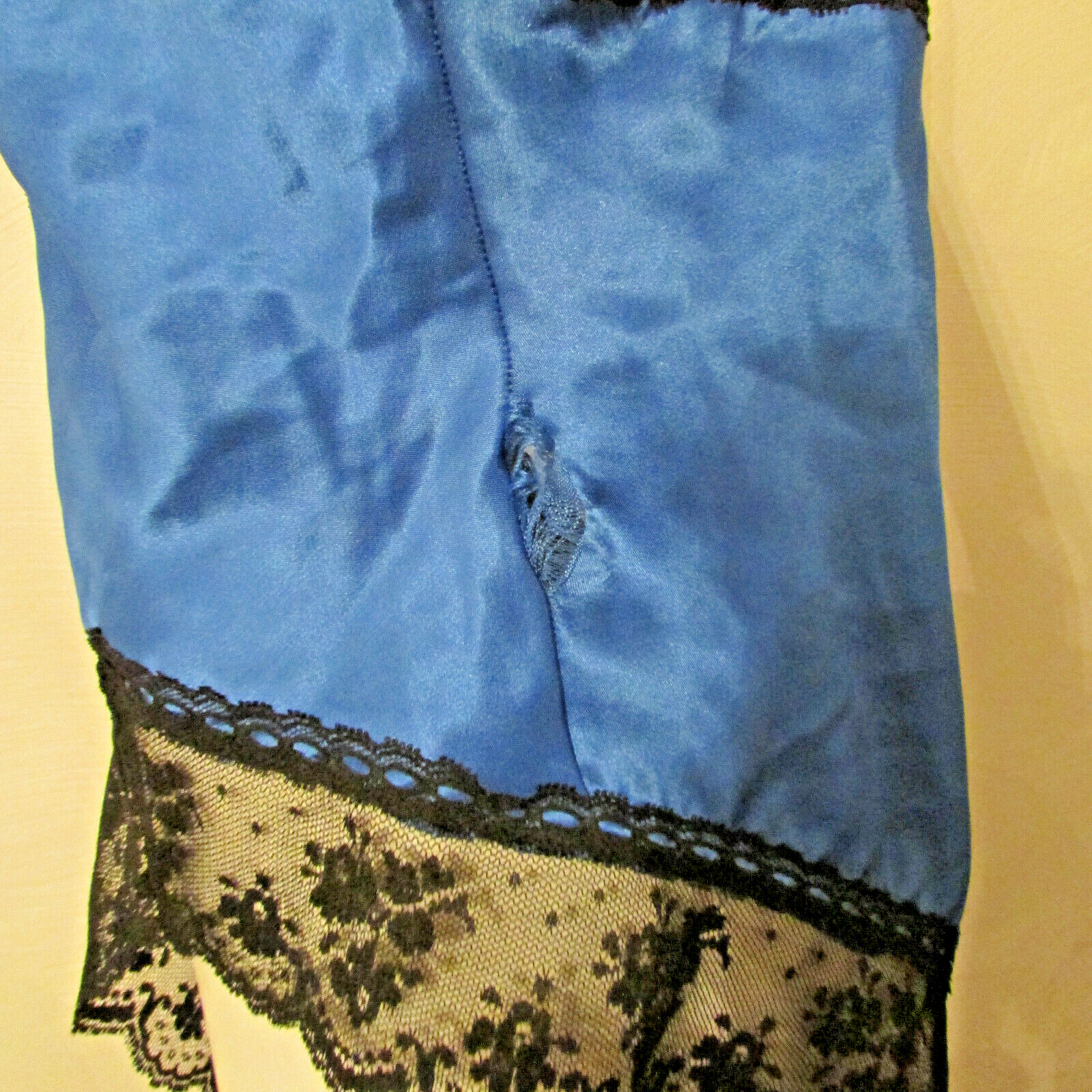 Delicates JC Penney Blue Shiny Satin Lace Trim Hi-Cut… - Gem