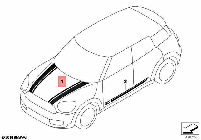 Genuine MINI Cooper Jcw F60 Decorative strip Front Left RED 51147438495 ...