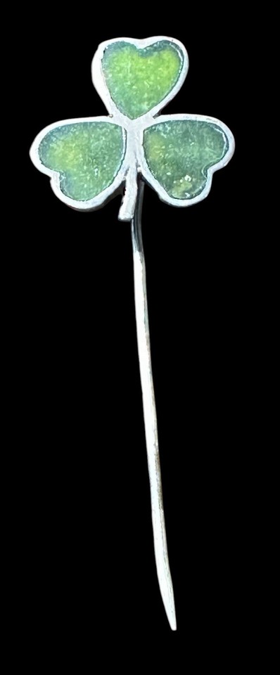 Sterling Silver Irish Shamrock Stick Pin with Green Stone + Irish ...