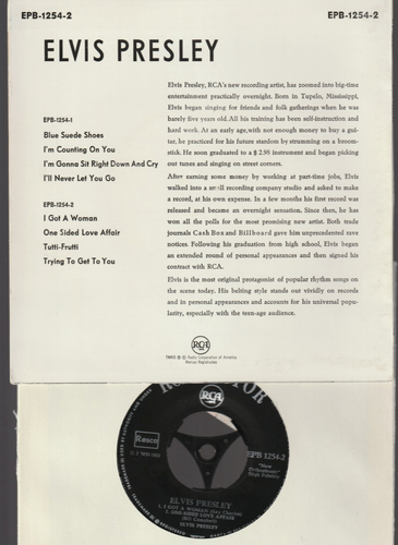 7" EP 1956 1963 Elvis Presley SAME RCA EPB 1254-2 V1 MUSTER SAMPLE COPY ...