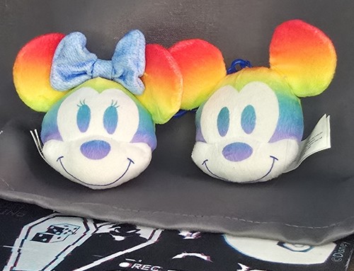 Disney Rainbow Pride Collection Mickey & Minnie Mouse Plush Keychain ...