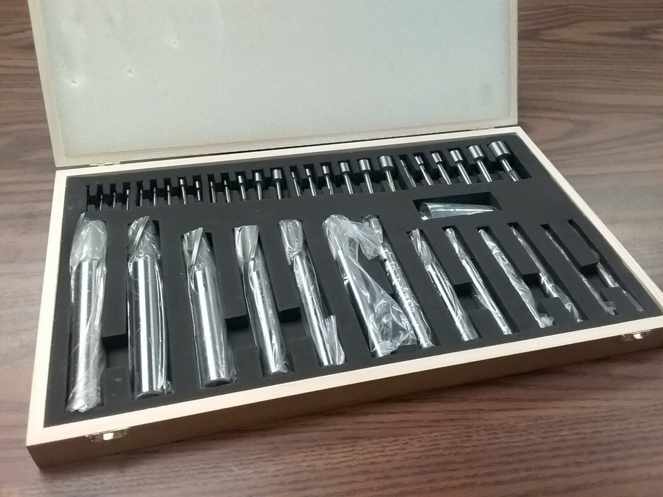 39 Pcs/Set HSS Interchangeable Pilot Counterbore Set in wooden box #510 ...