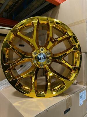26 GMC Snowflake Wheels Gold Rims Fit Yukon Denali Sierra Tahoe ...