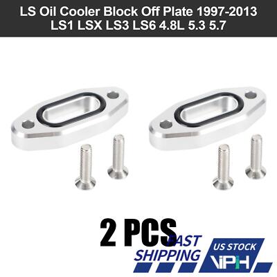 NEW 2× LS Oil Cooler Block Off Plate Fit LS1 LSX LS3 LS6 4.8L 5.3 5.7 ...