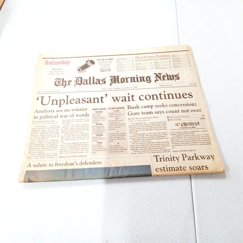 The Dallas Morning News Nov. 11 2000 George W. Bush Al Gore Election ...
