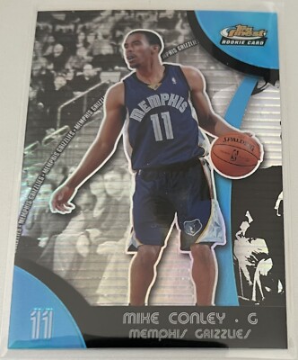 2007-08 Topps Finest Blue Refractor #61 Mike Conley Grizzlies RC Rookie ...