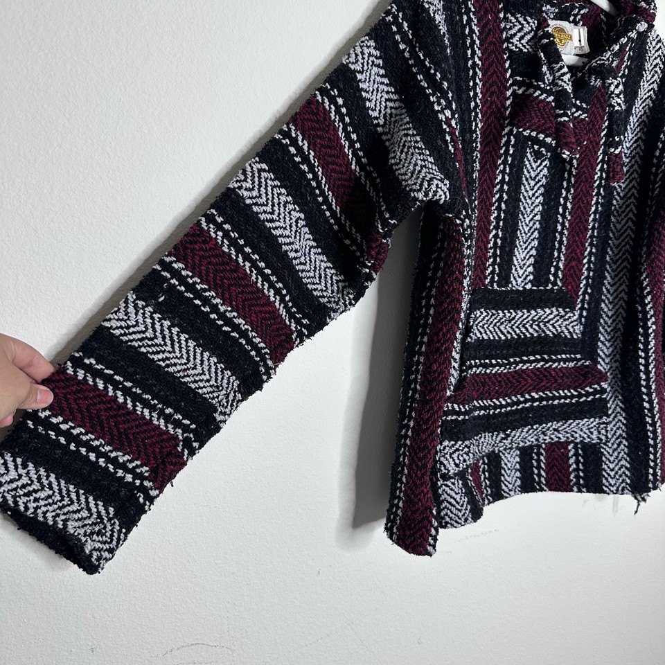 Earth Ragz Men's XL Green Black Striped Baja Hoodie Drug Rug Hippie ...