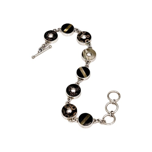 Sandy Baker 925 Sterling Silver Modernist Bracelet Vintage Signed Art ...