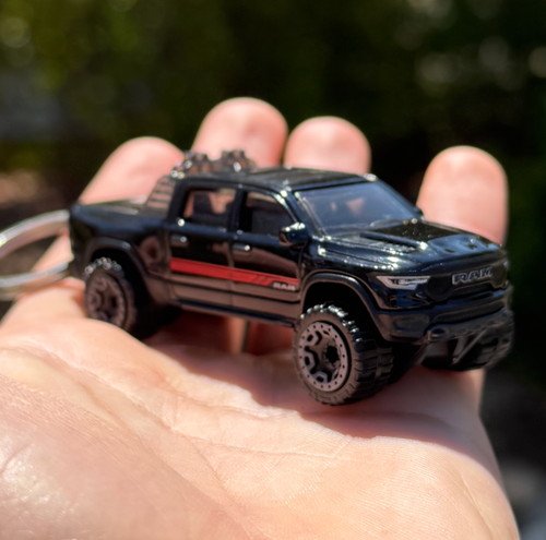 Ram 1500 Keychain Black with Red Stripe Pickup Truck Key Ring Classic ...