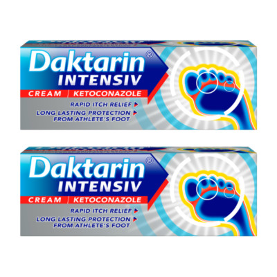 2x Daktarin Intensiv Athletes Foot Cream - 15g - Rapid Itch Relief ...