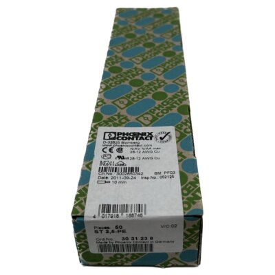 .PQ3913 Posten 50 Stück Phoenix Contact ST2,5-PE 3031238 Versiegelt ...