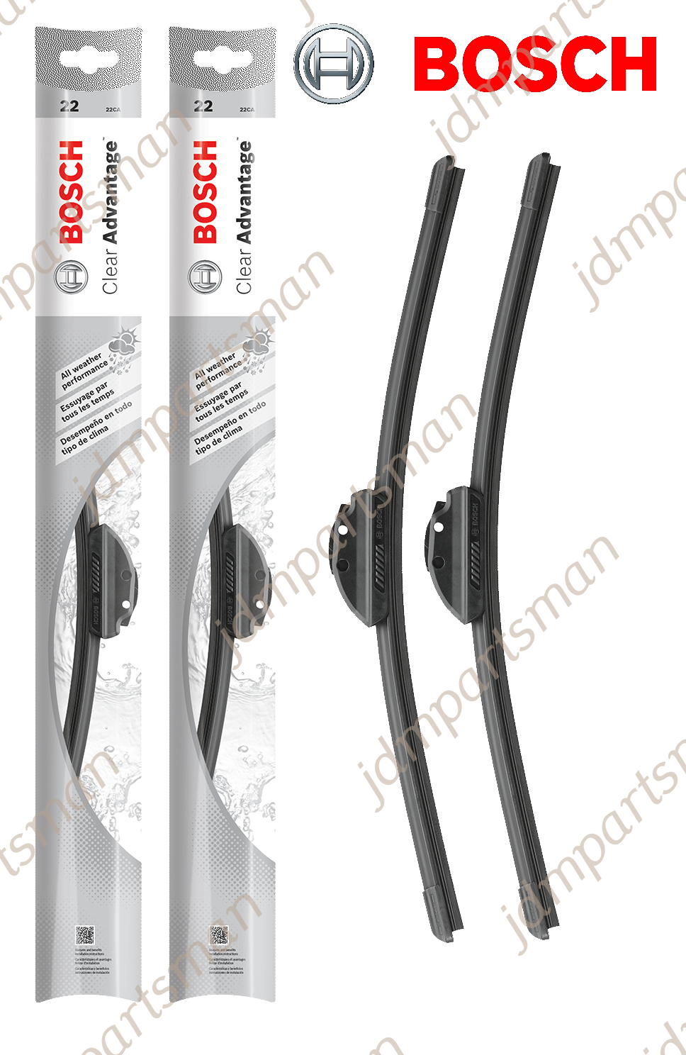 BOSCH Clear Advantage Beam Wiper Blade (Set of 2) Front 24" & 18" | eBay